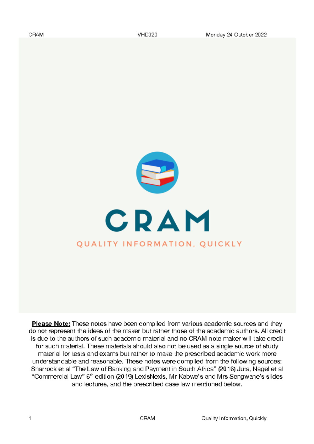 VHD Theme 3+4 CRAM - Notes on lectures given in class and textbook ...