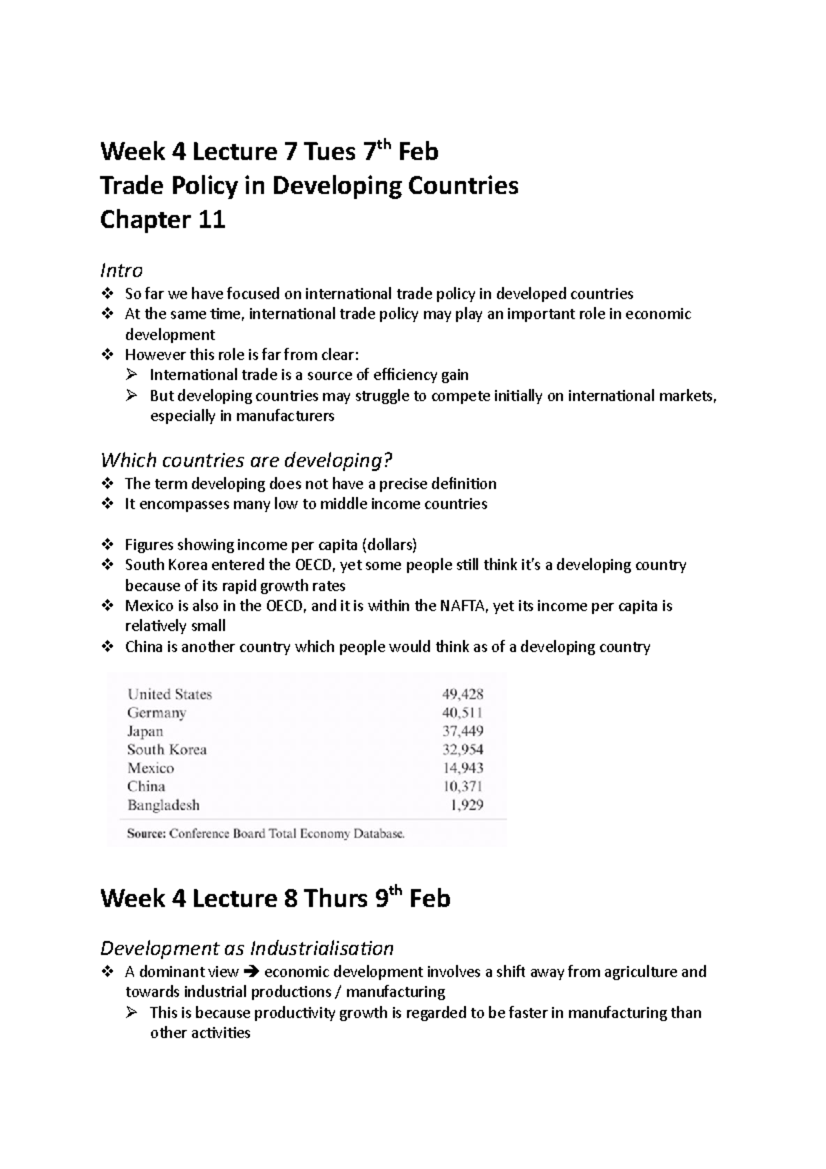 Trade policy in developing nations - Week 4 Lecture 7 Tues 7 th Feb Trade Policy in Developing ...
