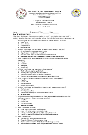 STS midterm Exam 24-25 NO Answer - COLEGIO DE SAN ANTONIO DE PADUA ...