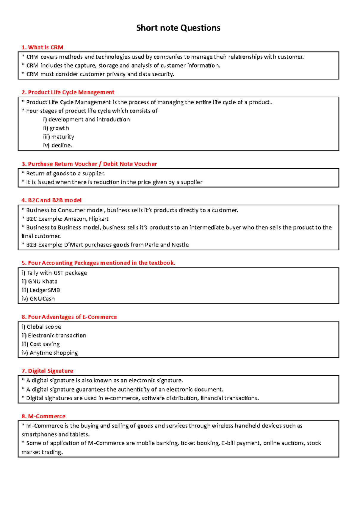 Q7 Short note Questions-H - Short note Questions What is CRM CRM covers ...