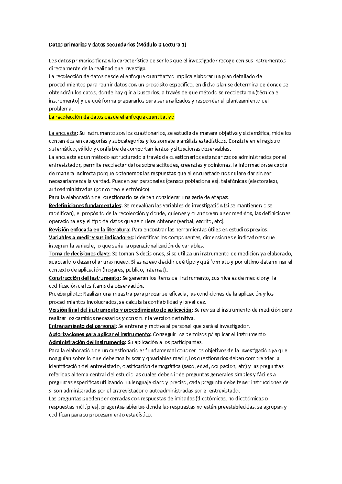 M y T de Inv M3 y 4 - Datos primarios y datos secundarios (Módulo 3 ...