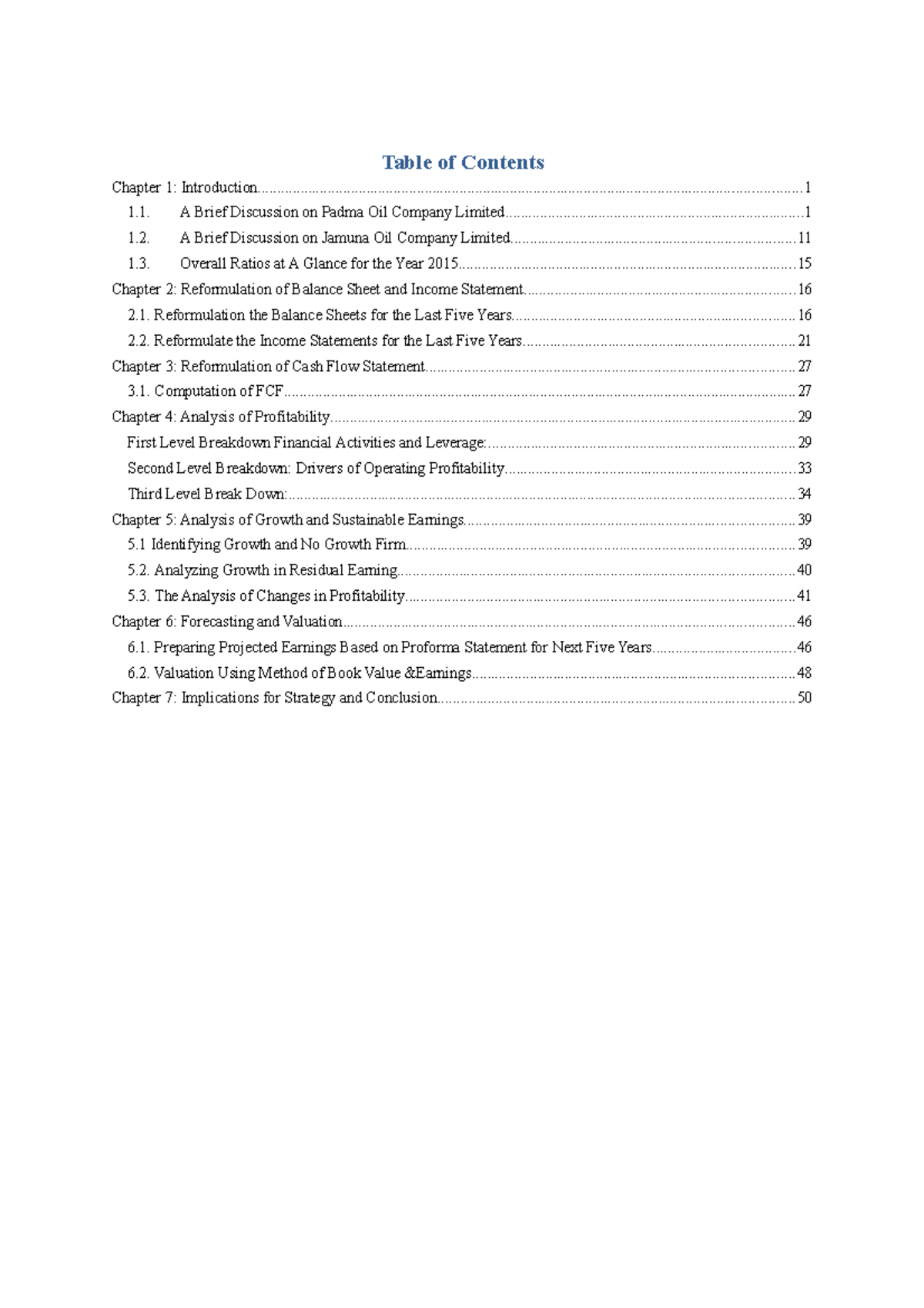 Financial Statement Analysis and Valuati - Table of Contents Chapter 1 ...