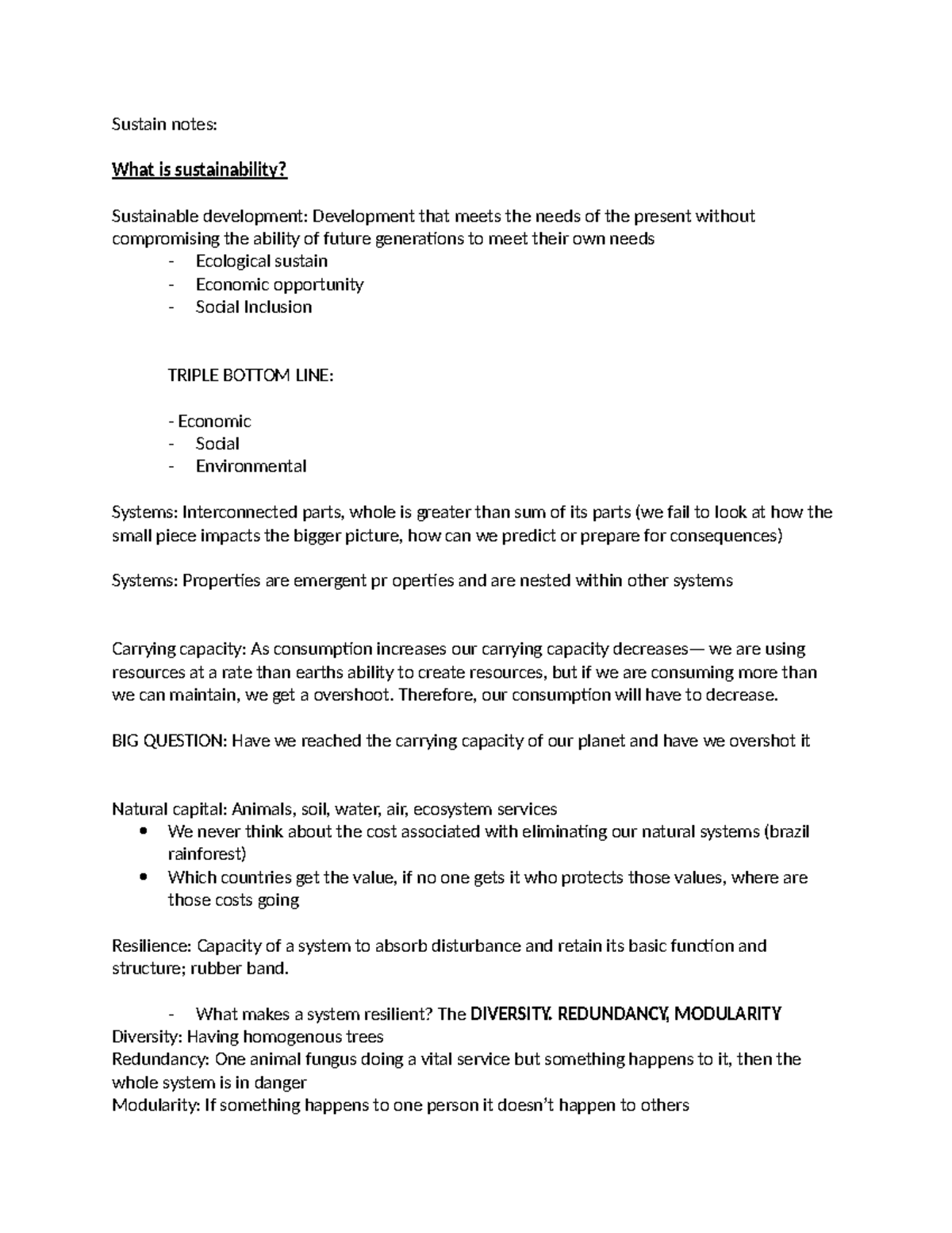 Sustain notes - Sustain notes: What is sustainability? Sustainable ...