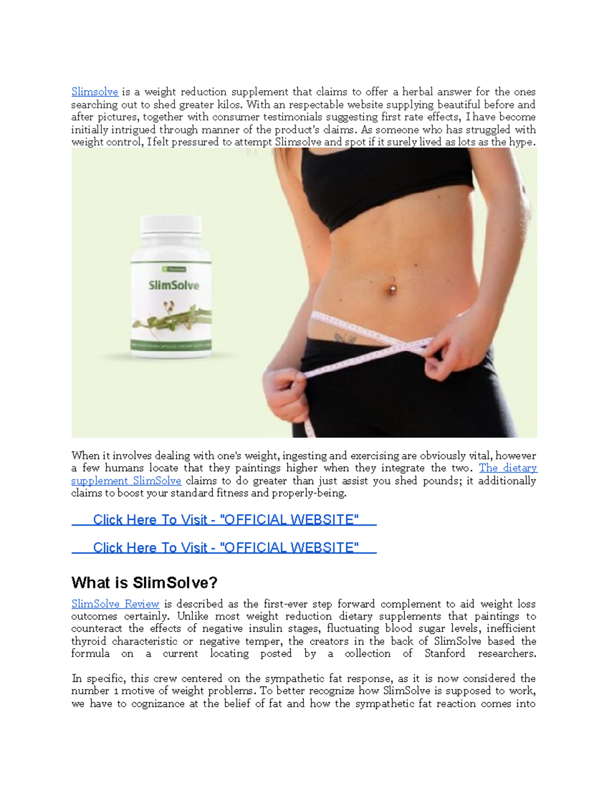 Slimsolve 2 - Slimsolve is a weight reduction supplement that claims to ...