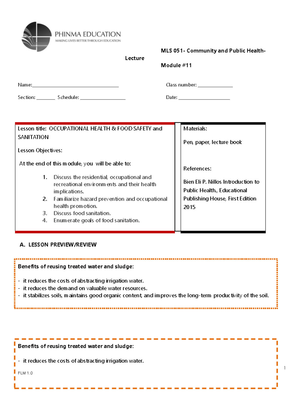 11TH SAS Module - mls 051 - Lecture Module # Name ...