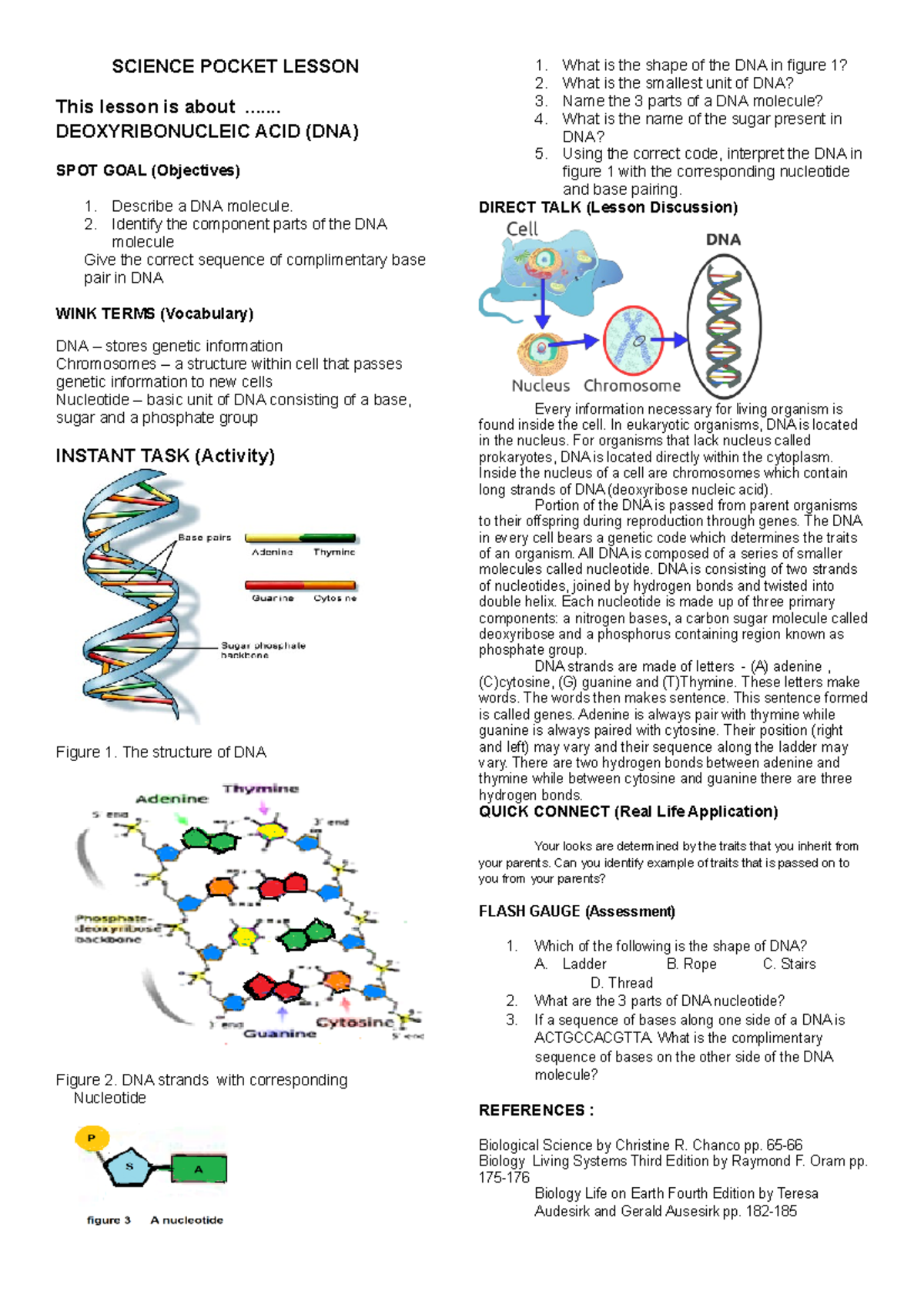 Science- Pocket- Lesson - SCIENCE POCKET LESSON This lesson is about ...