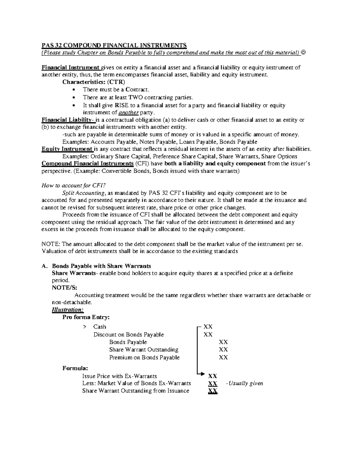 Chap 9 compound financial instruments Fin acct 2- Barter Summary Team ...