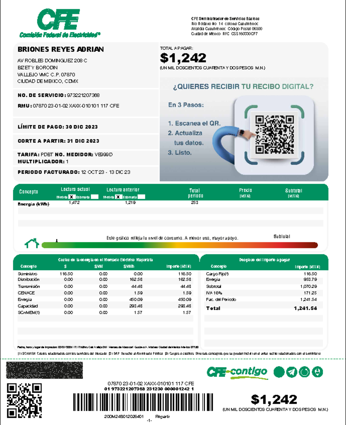 Recibo cfe - Material de apoyo - Este gráfico refleja tu nivel de ...
