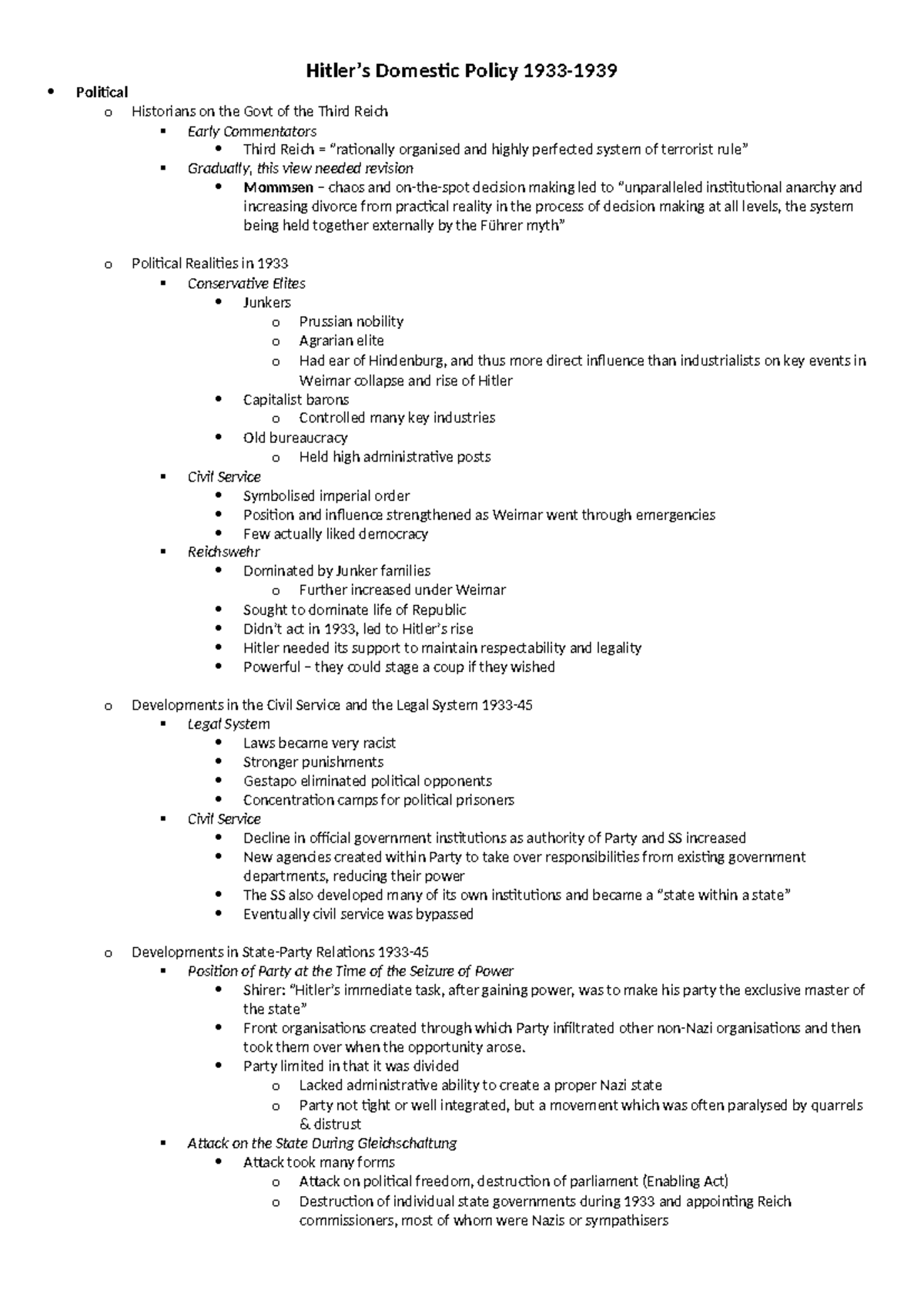 Germany 1933-1939 - Hitler's Domestic and Foreign Policy - Hitler’s ...