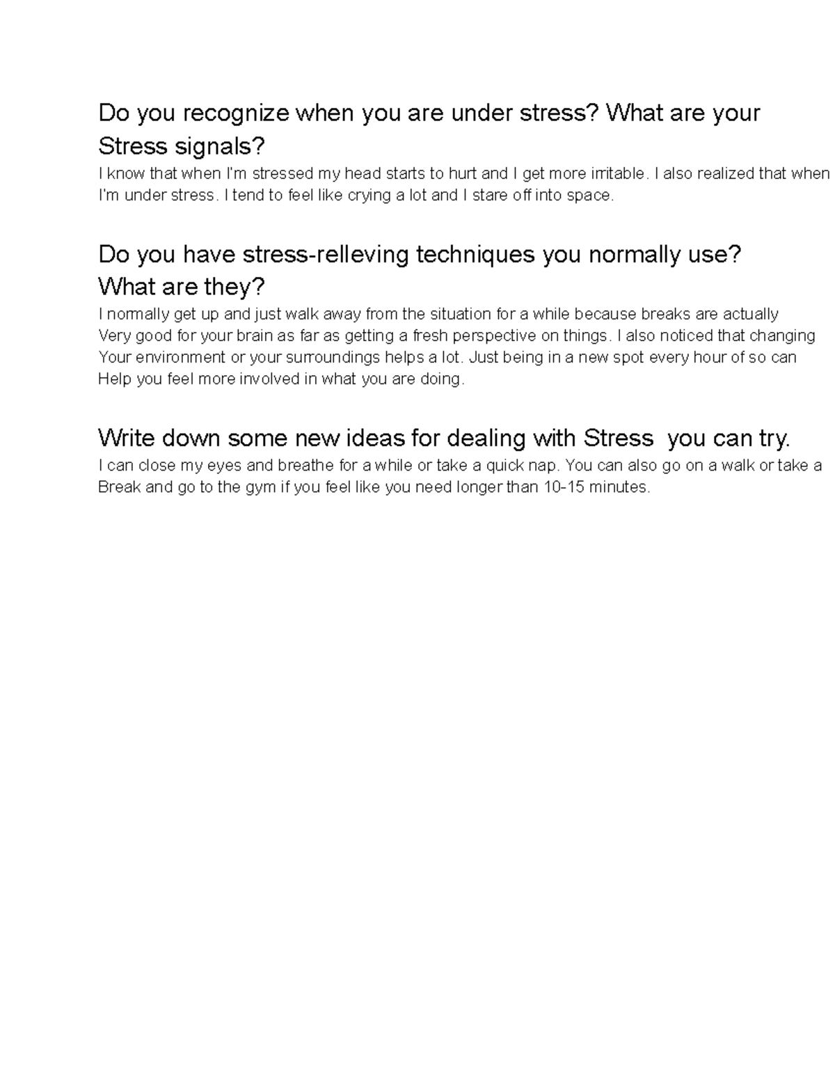 Math 3 17 assignment - Do you recognize when you are under stress? What ...