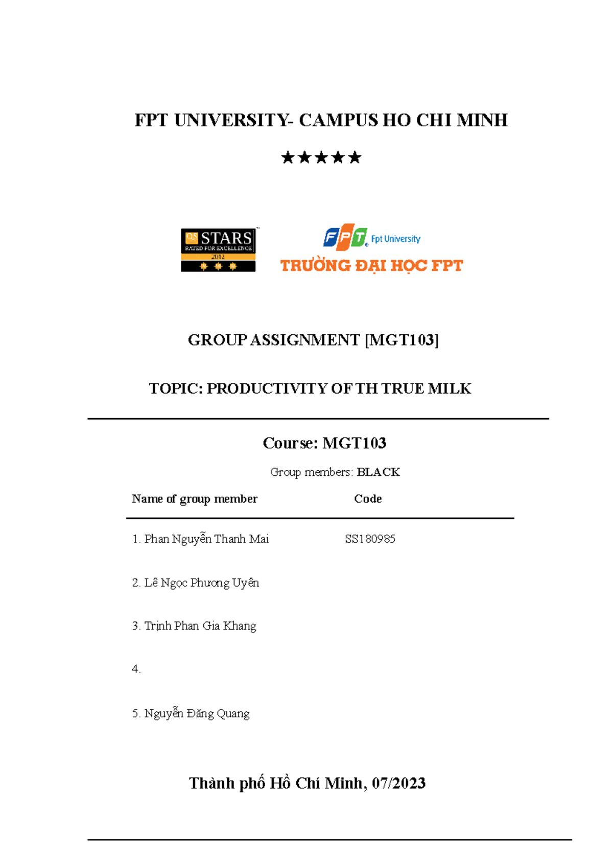 Fpt University Mgt Fpt University Campus Ho Chi Minh Group