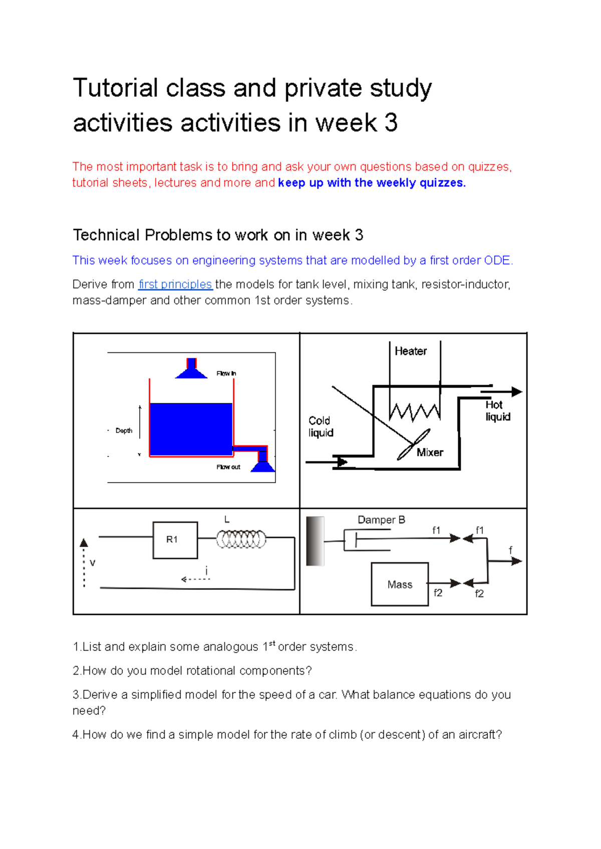 Tutorial week 3 - SEM 1 - Tutorial class and private study activities ...