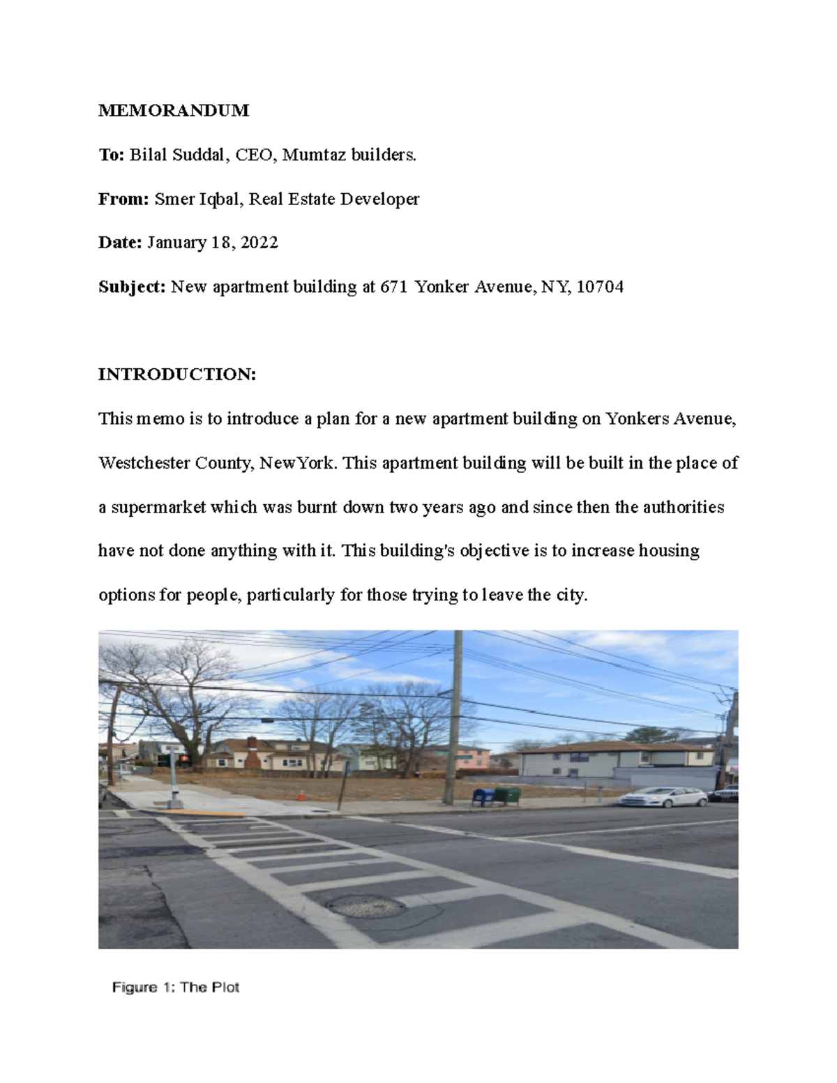 Memorandum - The document is a memo written by me about a construction ...