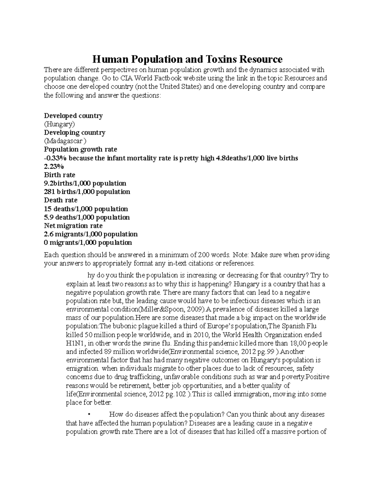 BIO 220 RS Human Populations And Toxins - Human Population and Toxins ...