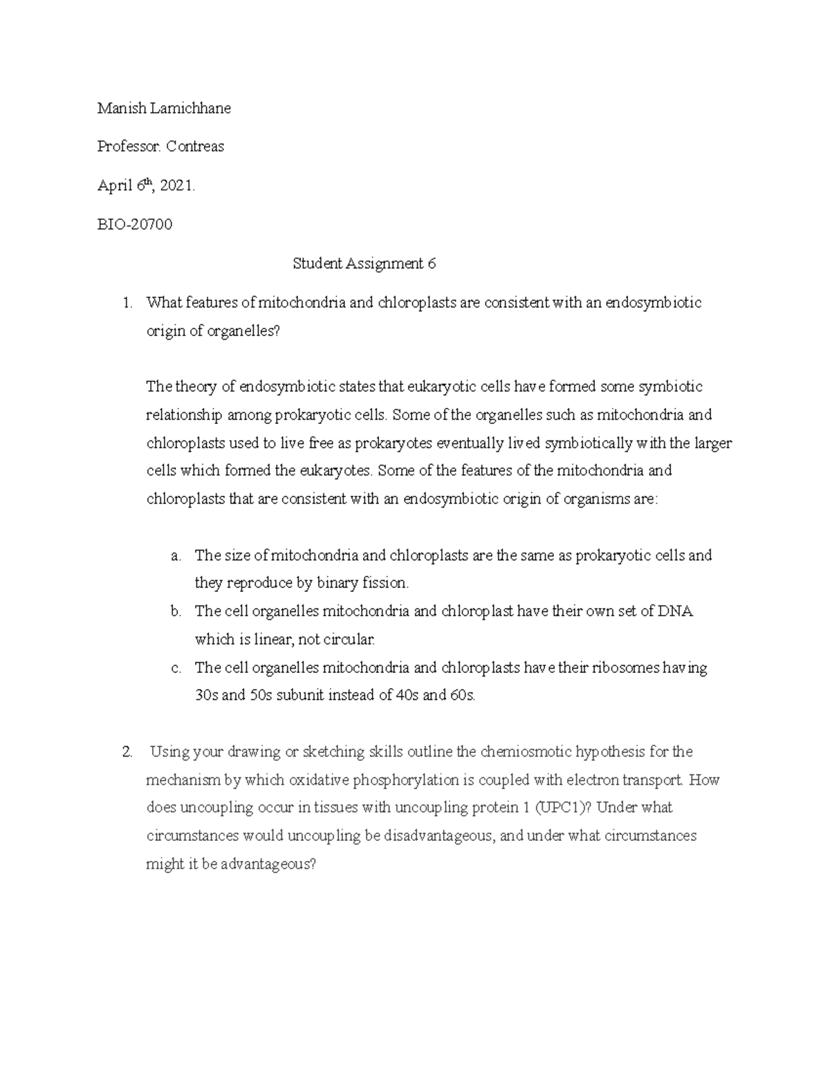 Student assignemnt- six - Manish Lamichhane Professor. Contreas April ...