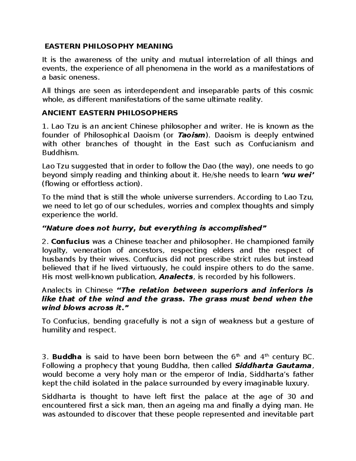 Eastern- Philosophy- Meaning - EASTERN PHILOSOPHY MEANING It is the ...