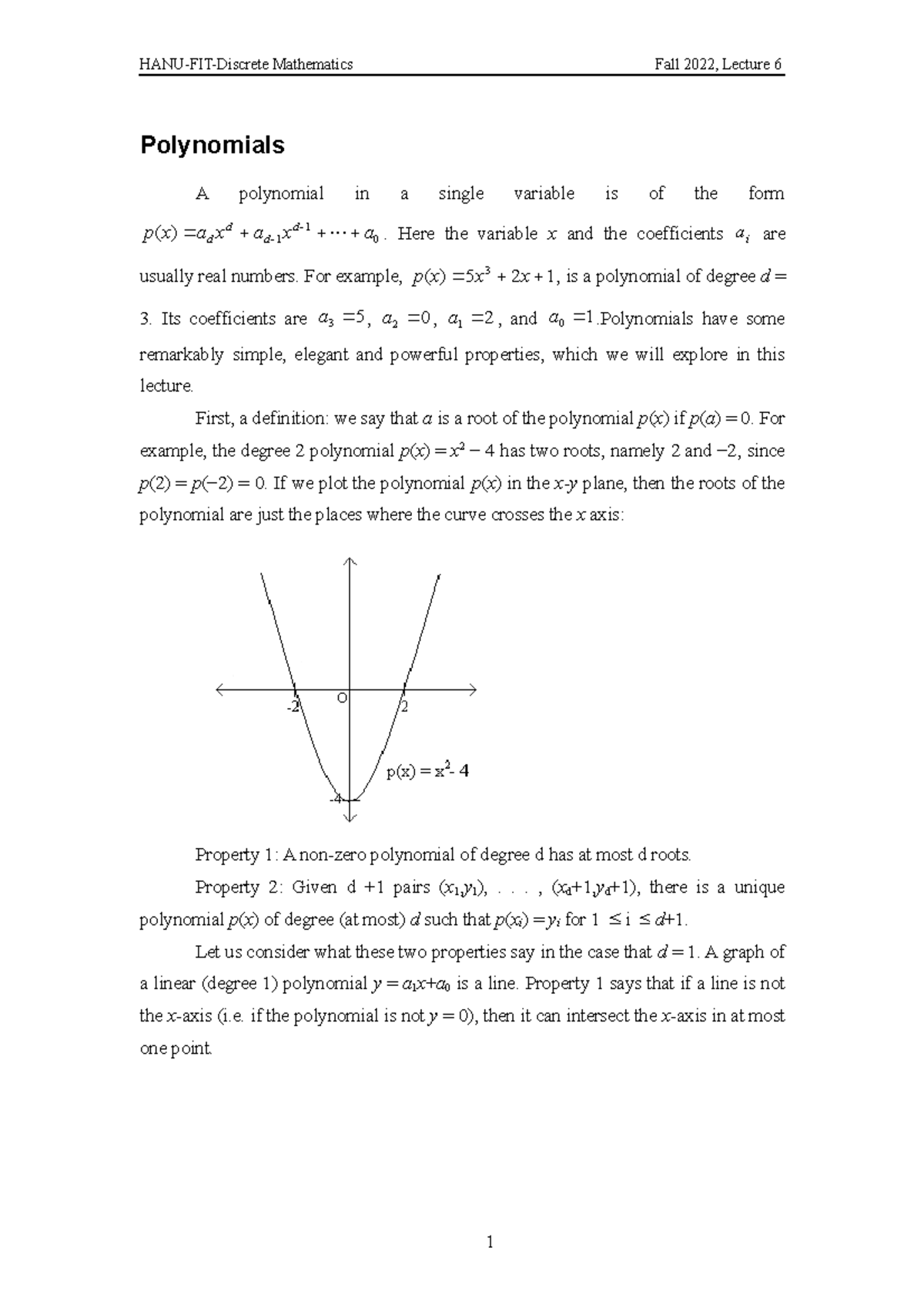 MAT211-Lec06-Polynomial - Polynomials A polynomial in a single variable ...