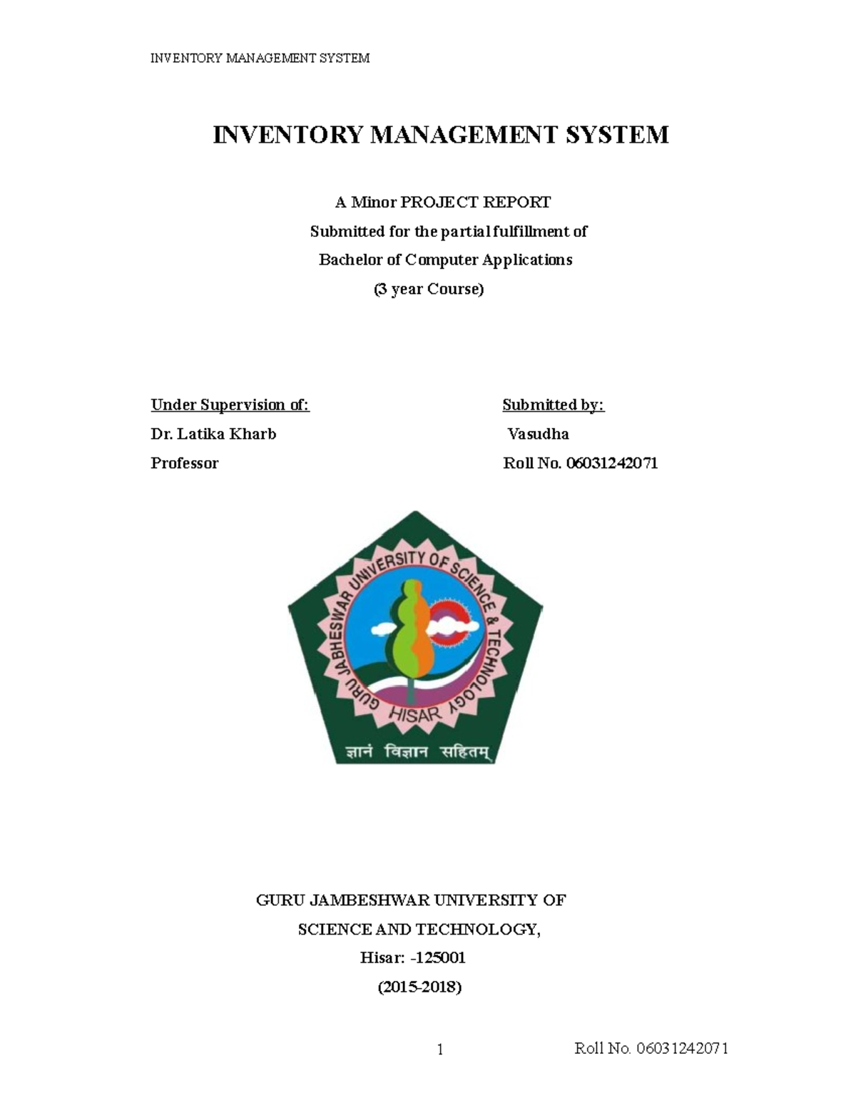 Documentation Minor Project-1 - INVENTORY MANAGEMENT SYSTEM A Minor ...