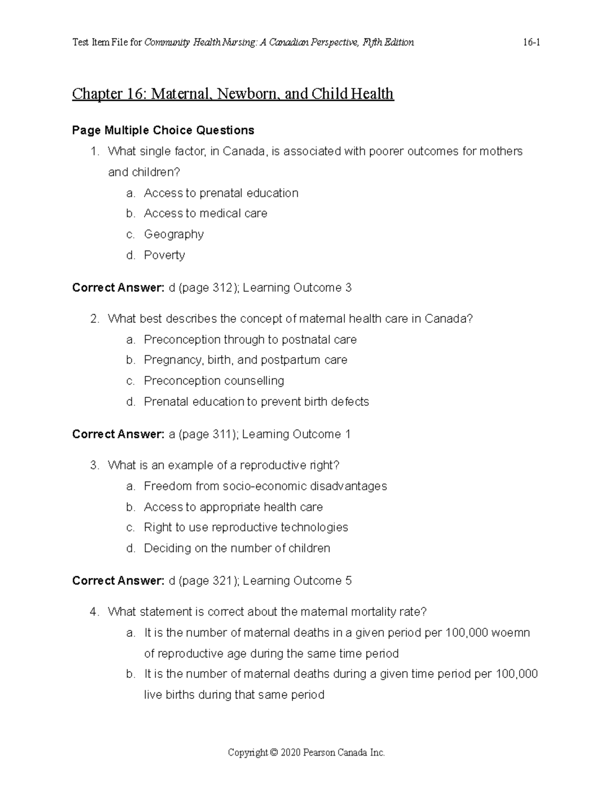 16 stam chn5 tif ch16 - Test bank from textbook - Chapter 16: Maternal ...