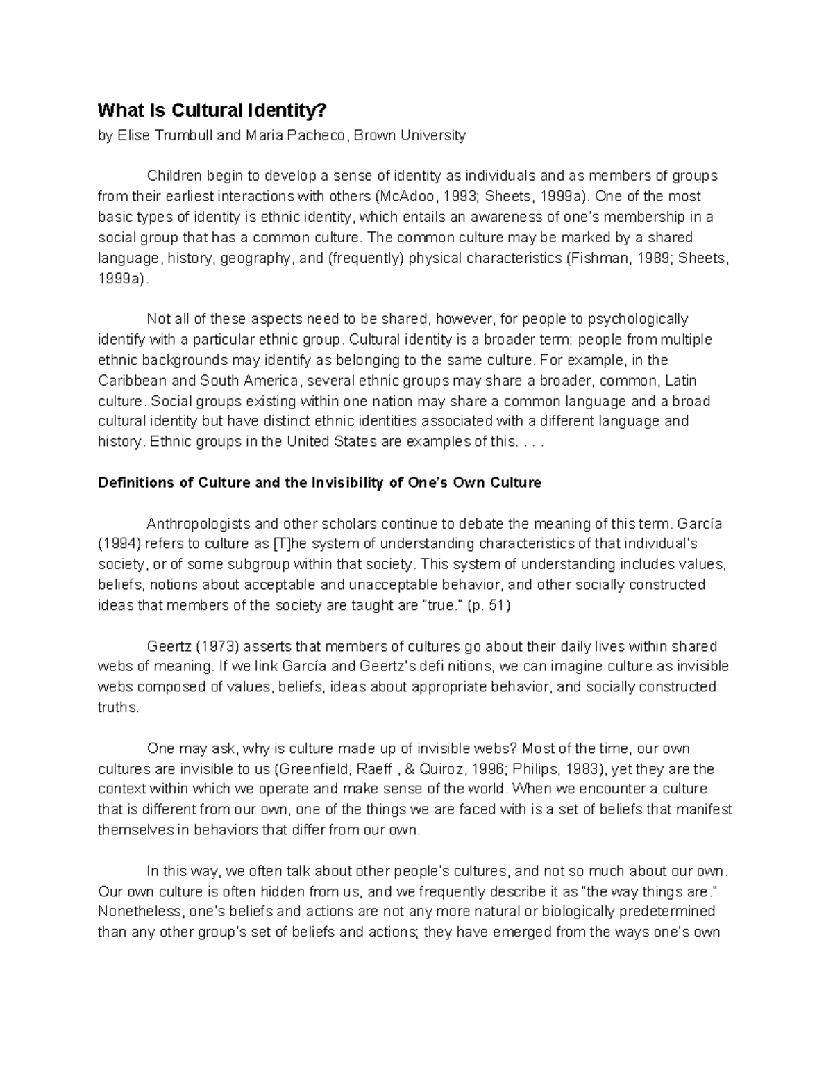 Cultural Identity - What Is Cultural Identity? by Elise Trumbull and ...