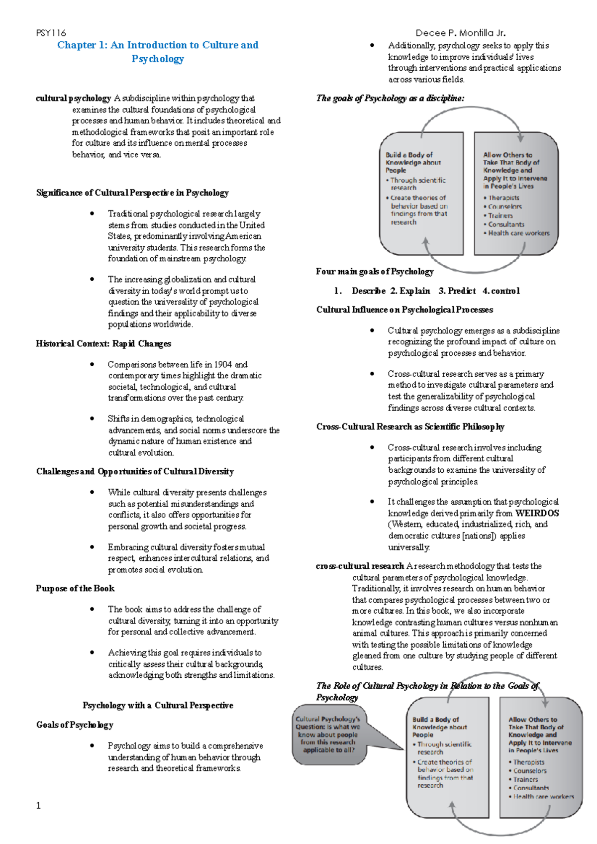 PSY116 Chapter 1 - Chapter 1: An Introduction to Culture and Psychology ...
