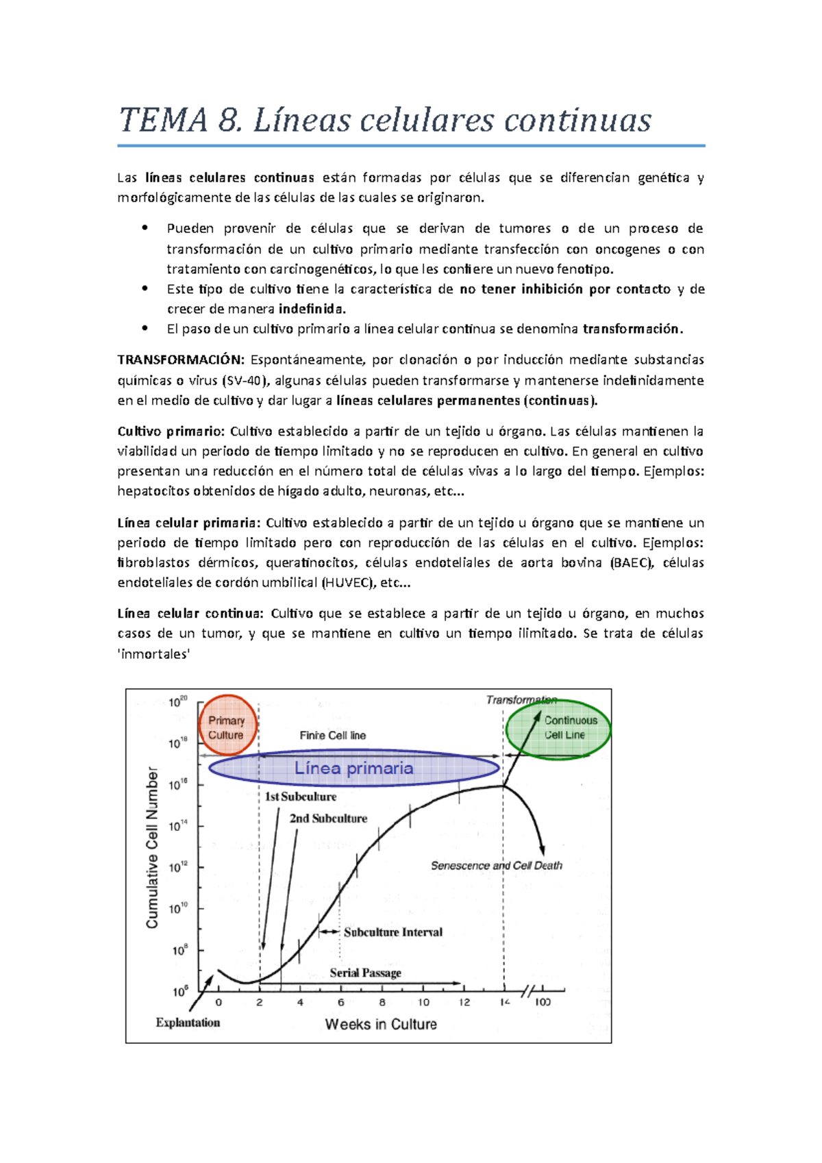Tema 8 (definitivo) - Tema 8 - TEMA 8. Líneas celulares continuas Las ...