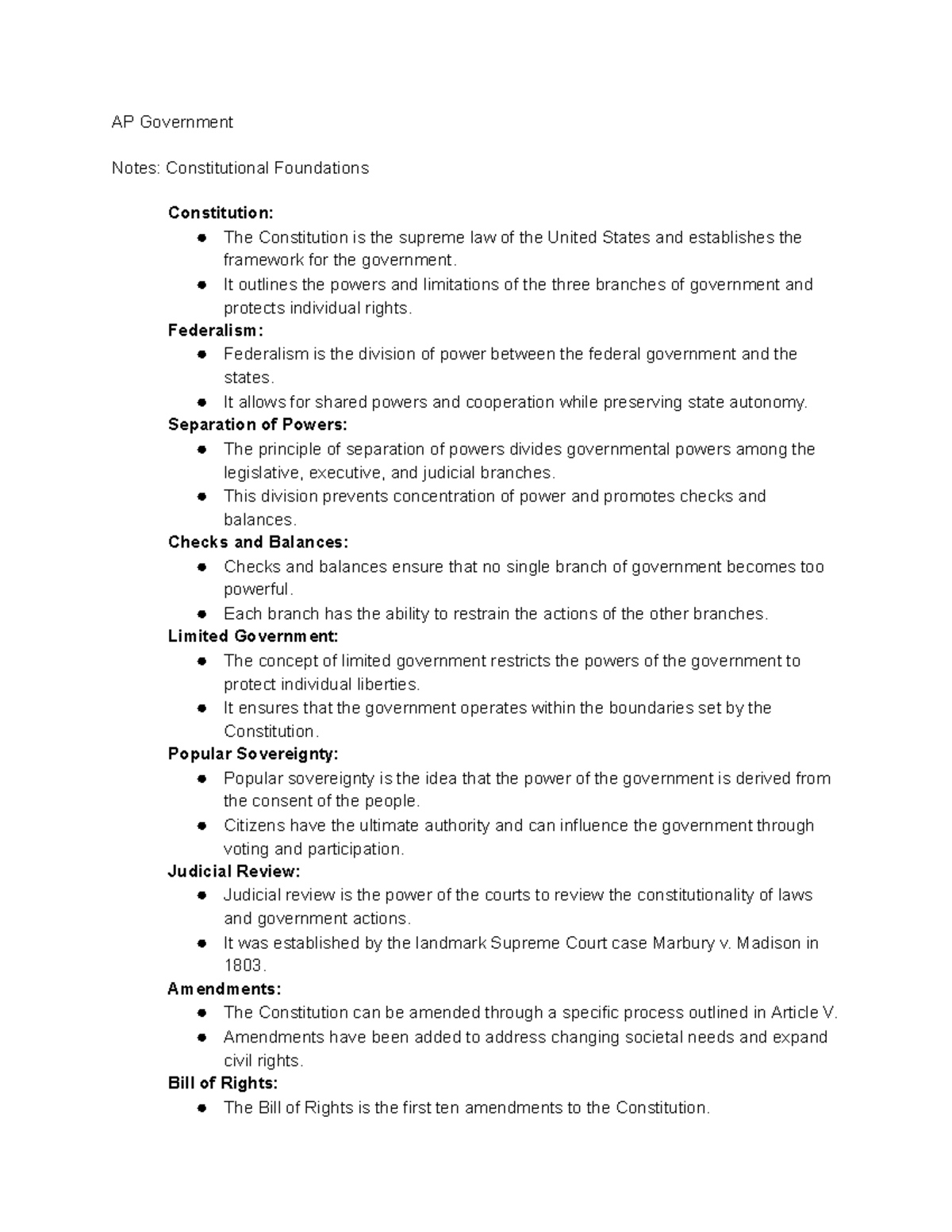 AP Government - Constitutional Foundations - AP Government Notes ...