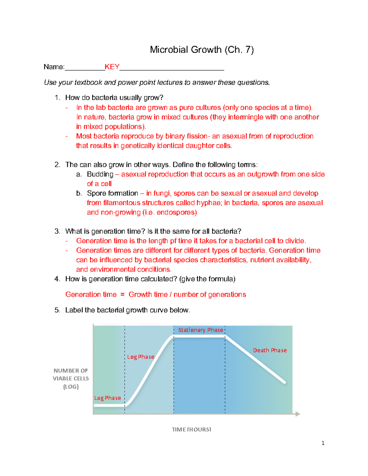 Ch. 7 Worksheet-KEY - notes - Microbial Growth (Ch. 7 ) Name:KEY ...