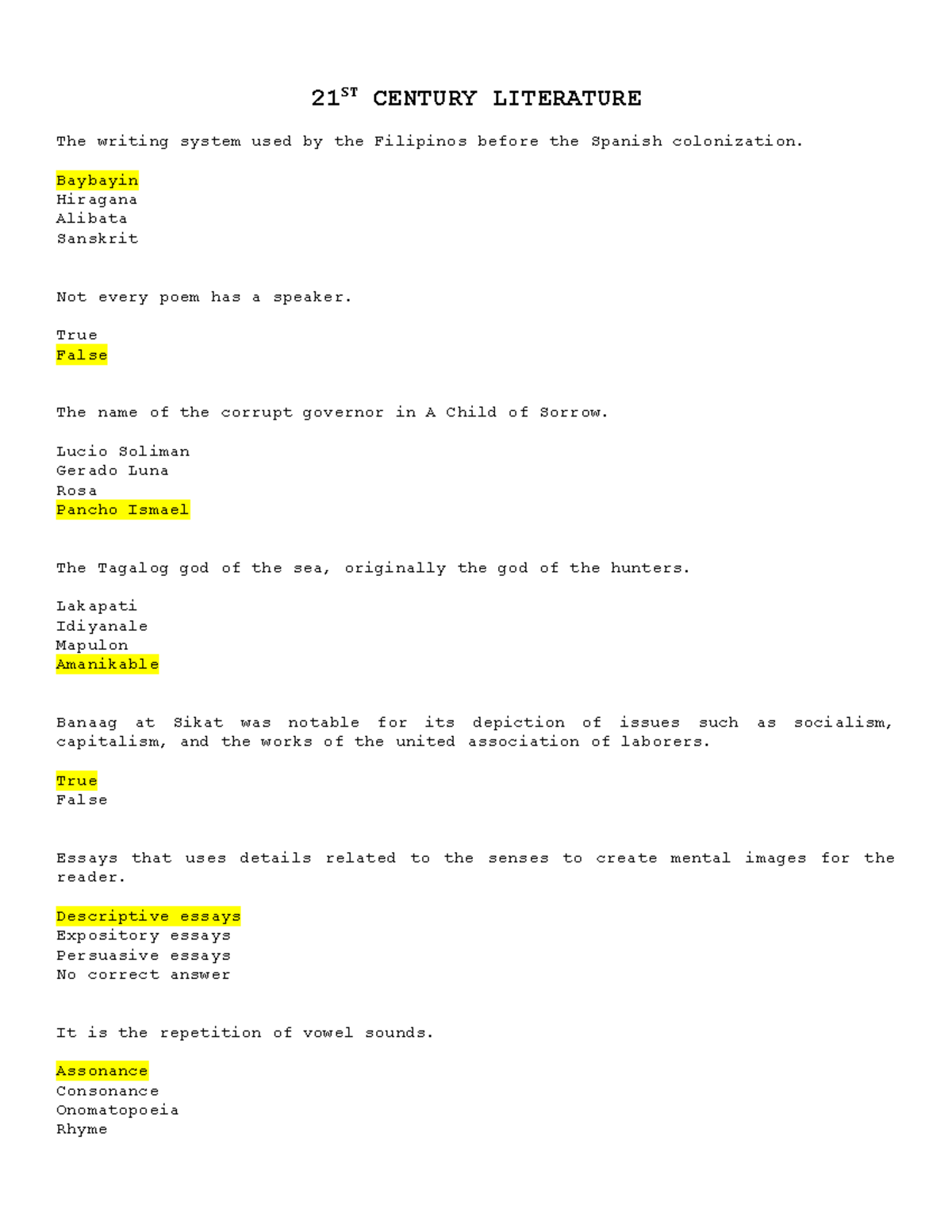 OED 1st2nd Quarter 21st Century Literature - 21 ST CENTURY LITERATURE ...