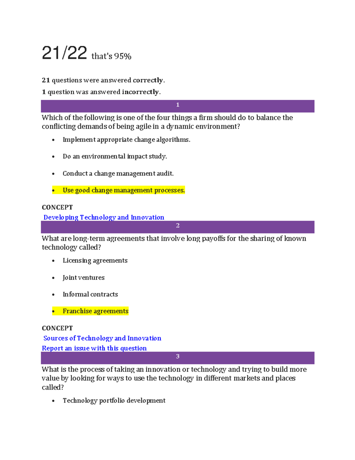 Principles of Management Unit 4 Milestone 4 - 21/ 22 that's 95% RETAKE ...