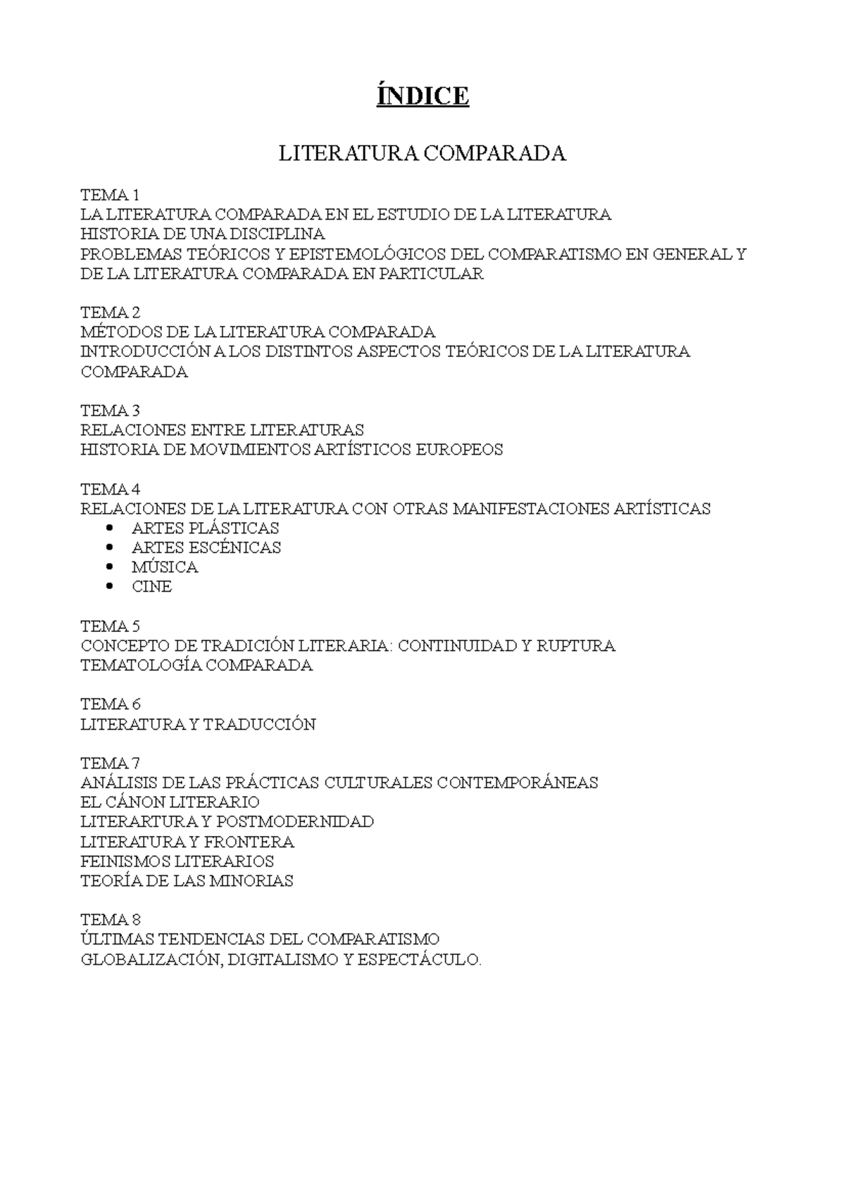 Apuntes - ÍNDICE LITERATURA COMPARADA TEMA 1 LA LITERATURA COMPARADA EN ...