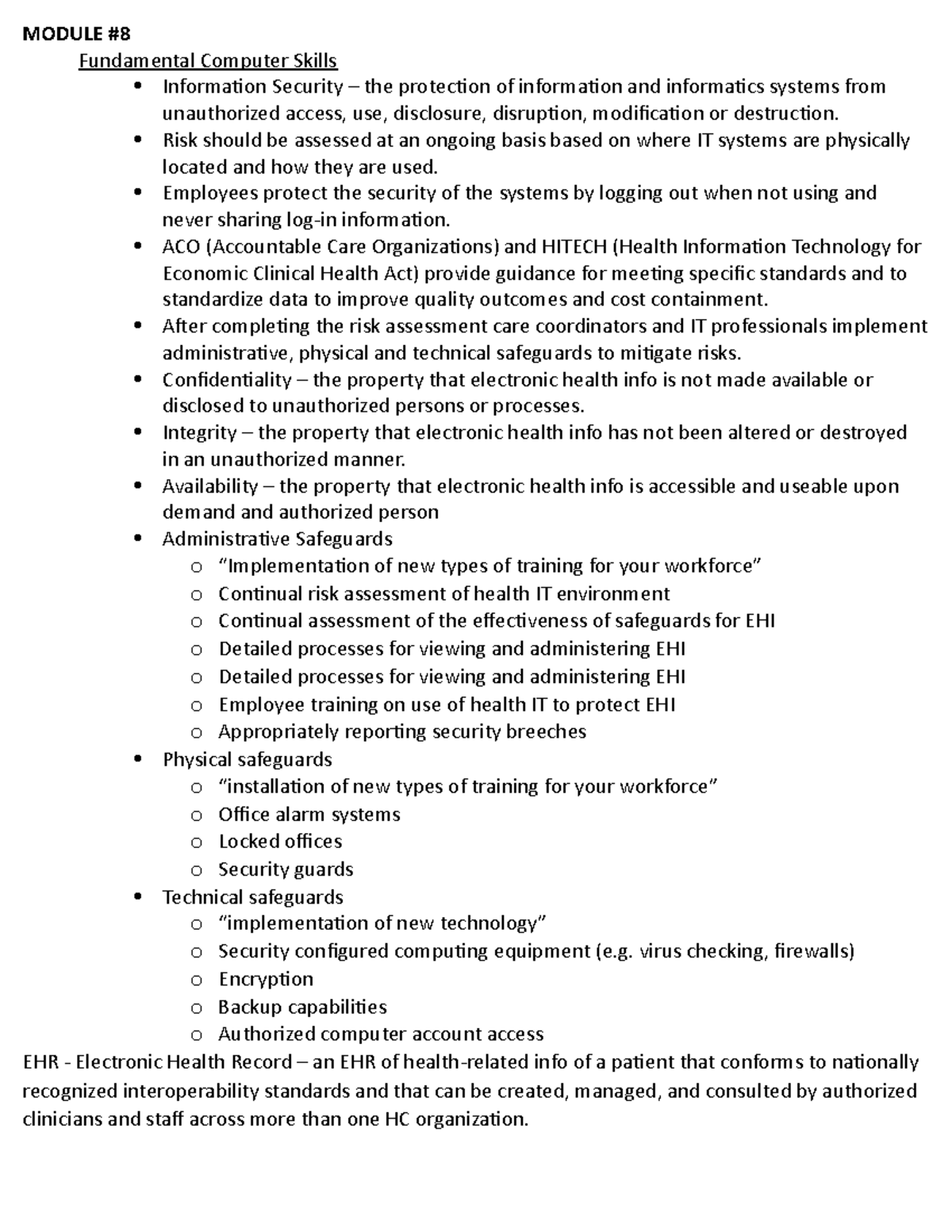Module 8 - MODULE Fundamental Computer Skills Information Security ...