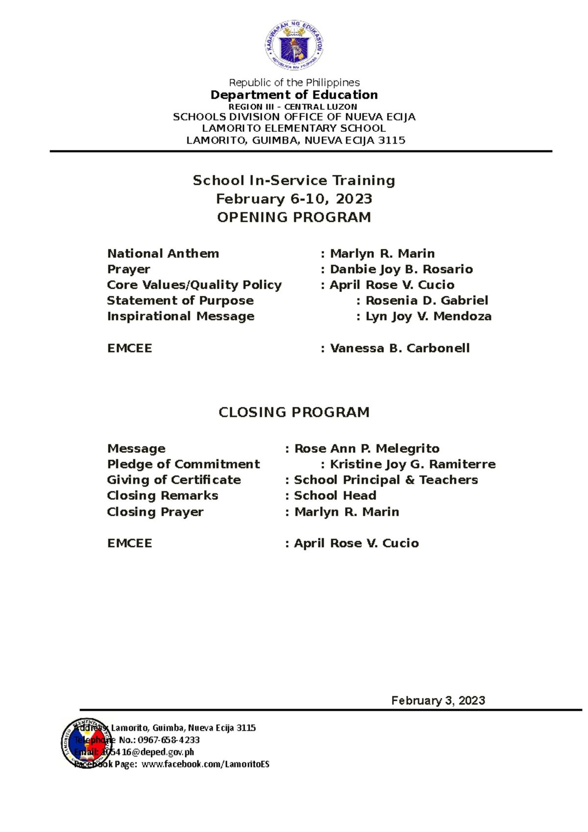 Lamorito-LAC-TWG - SAMPLE LAC - Department of Education REGION III ...