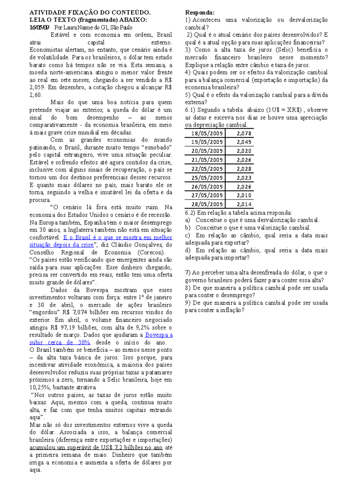 Apostila macroeconomia 2 - ATIVIDADE FIXAÇÃO DO CONTEÚDO. LEIA O TEXTO ...