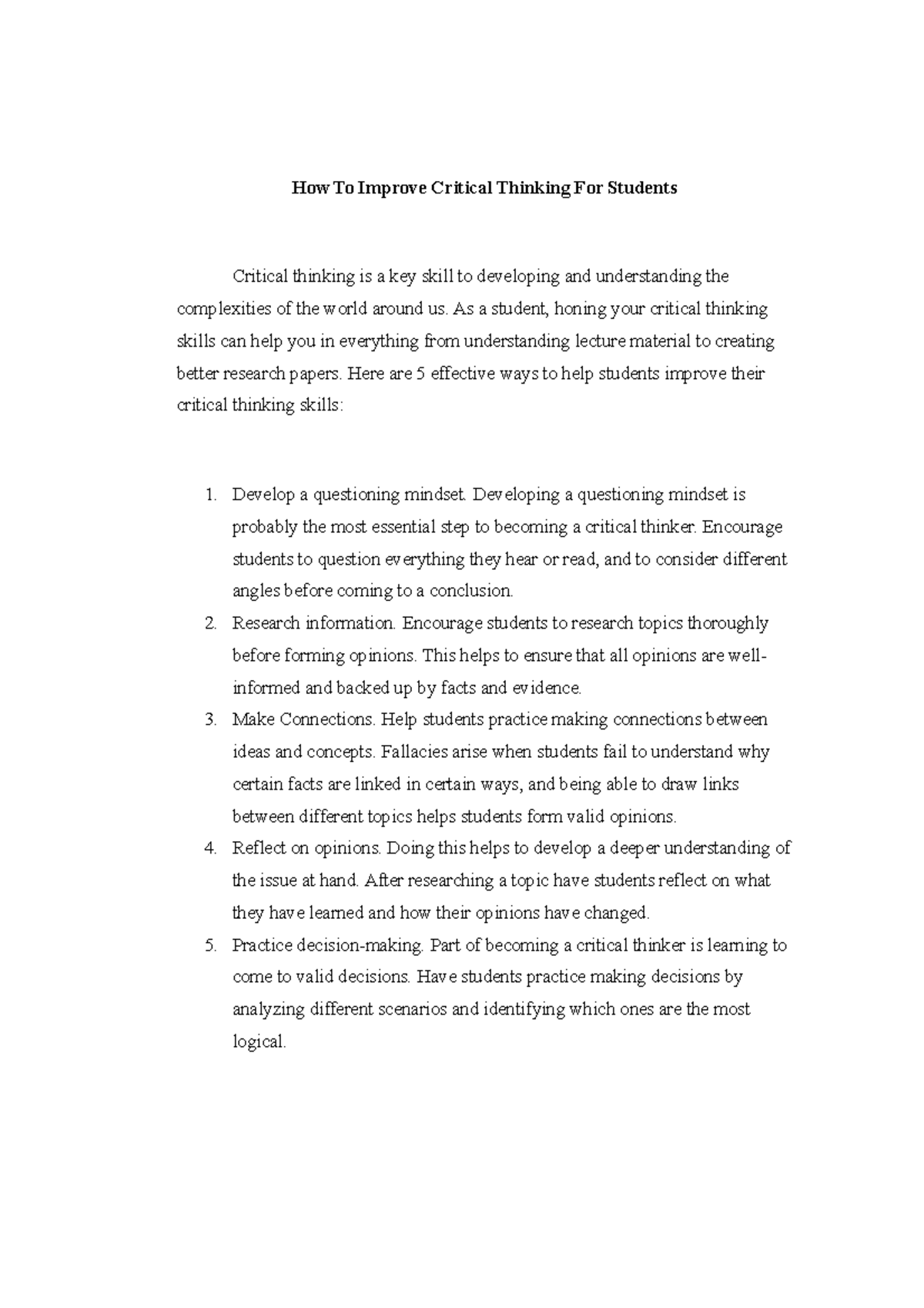 How To Improve Critical Thinking For Students - As a student, honing ...