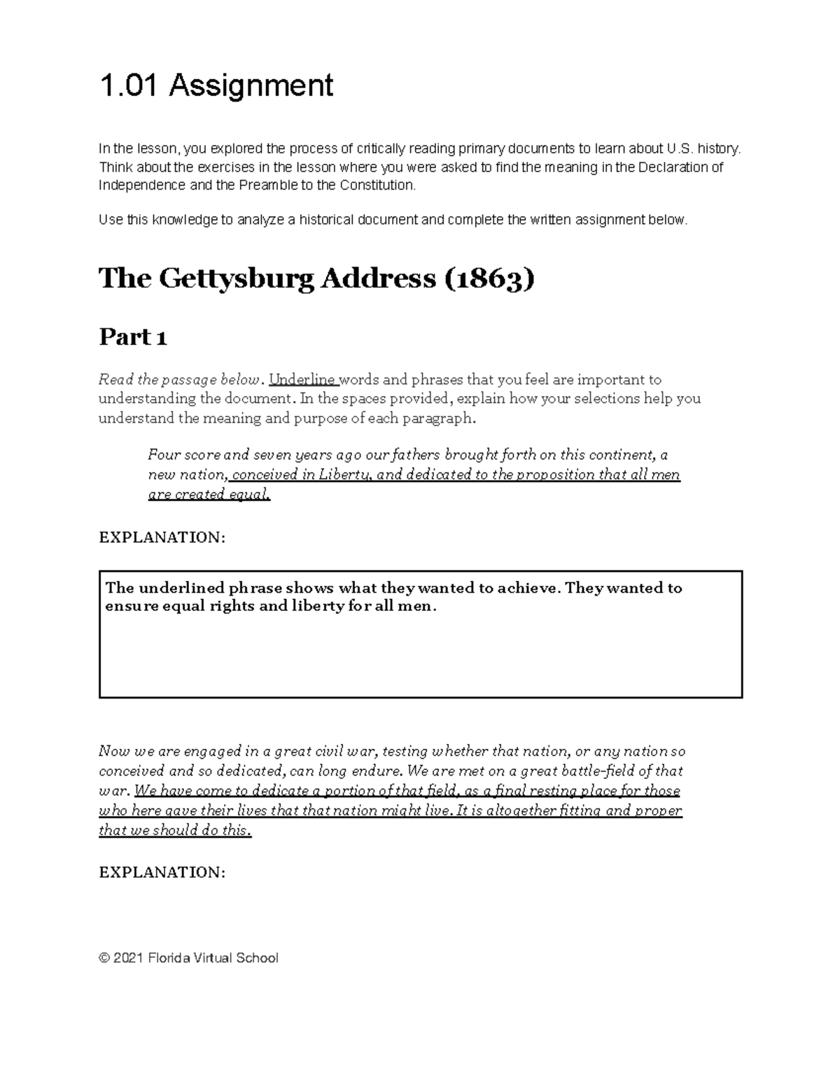 1.01 Assignment - 1 Assignment In the lesson, you explored the process of critically reading ...