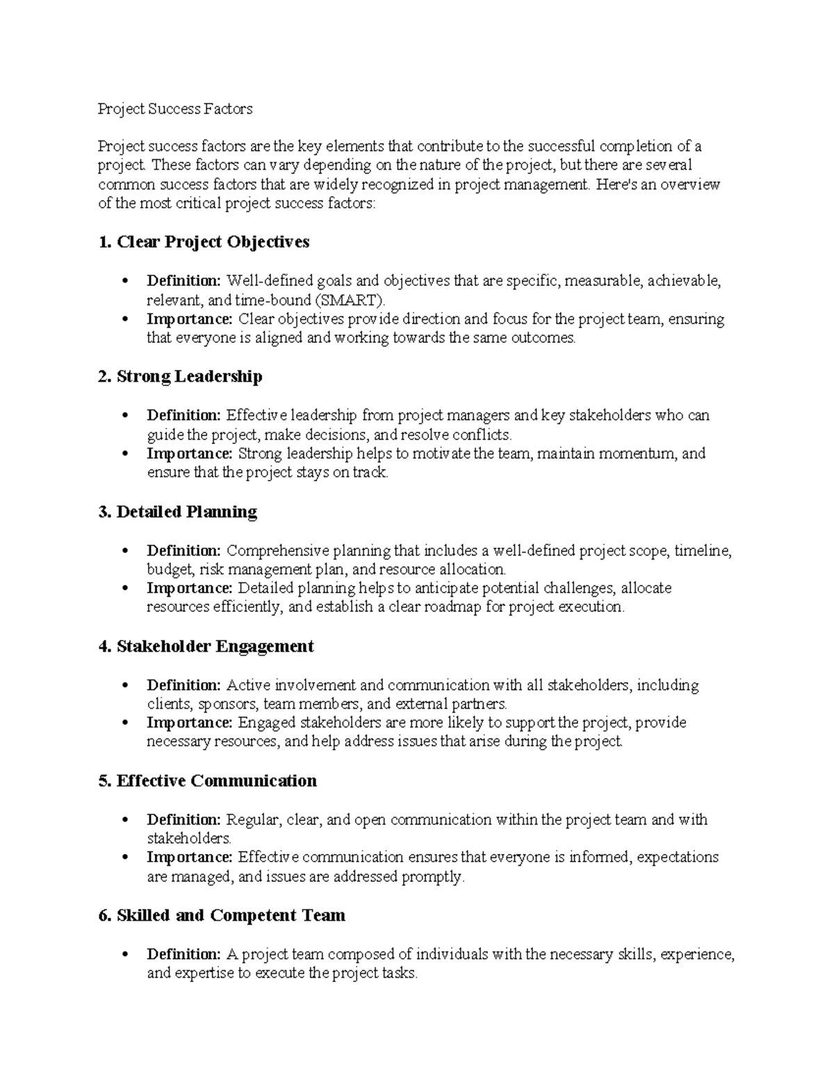 Project Success Factors - Project Success Factors Project success ...