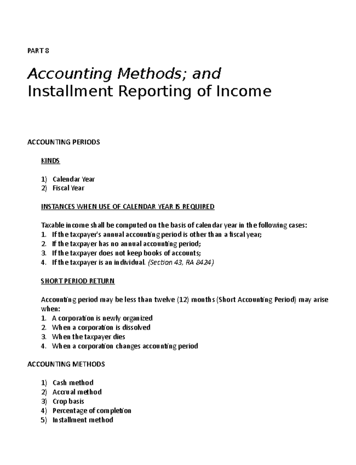 08 Accounting Methods Installment Reporting of Income - PART 8 ...