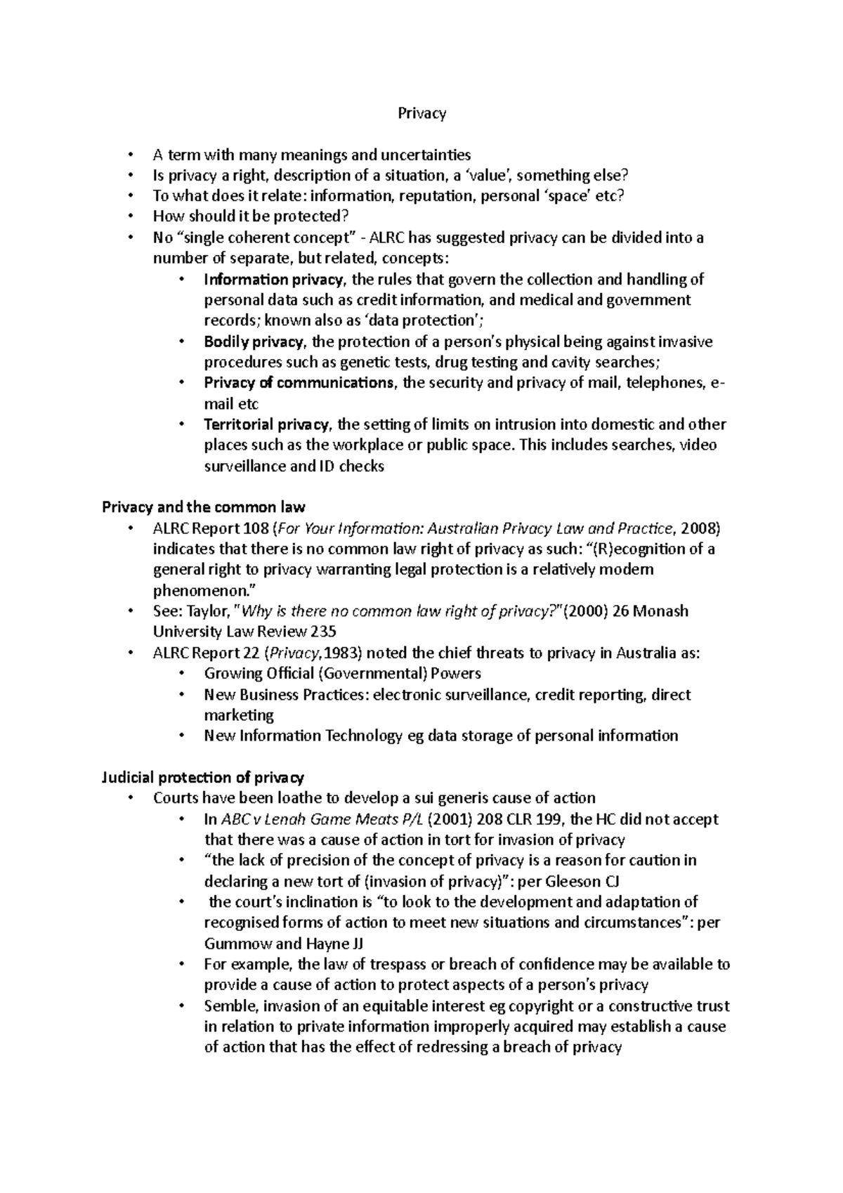 Privacy - notes - Privacy A term with many meanings and uncertainties ...