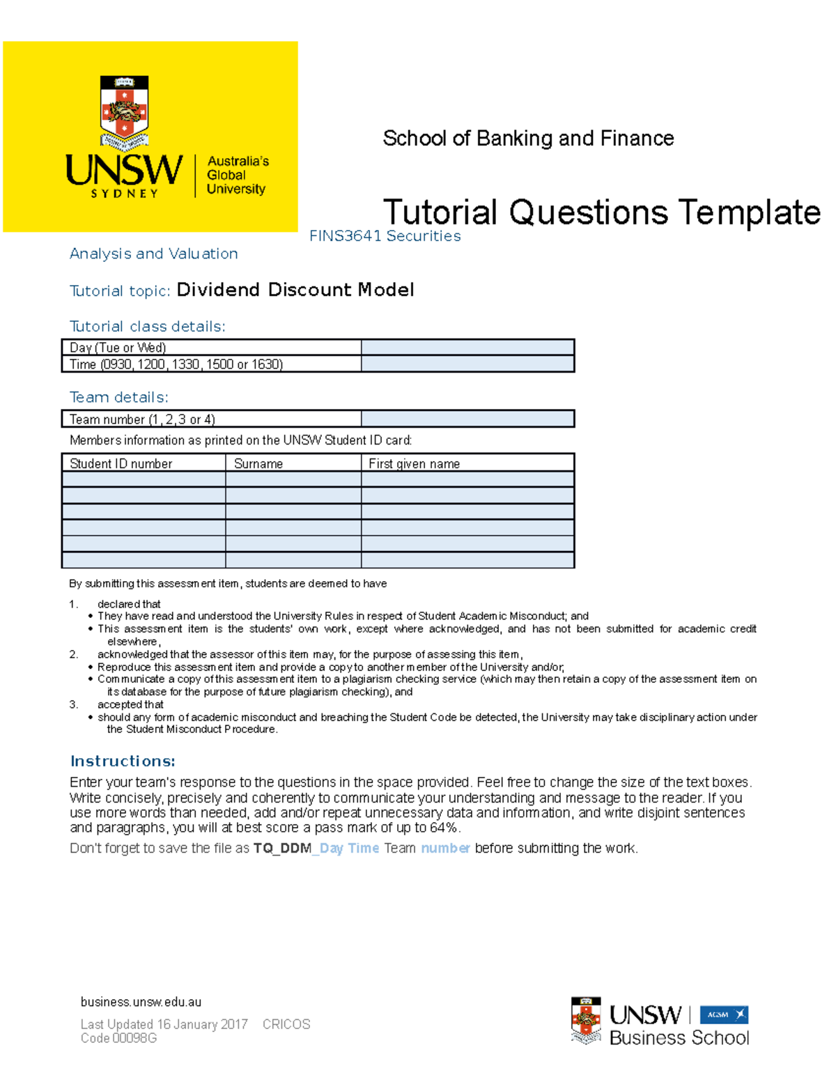 TQ Template DDM - business.unsw.edu Last Updated 16 January 2017 CRICOS ...