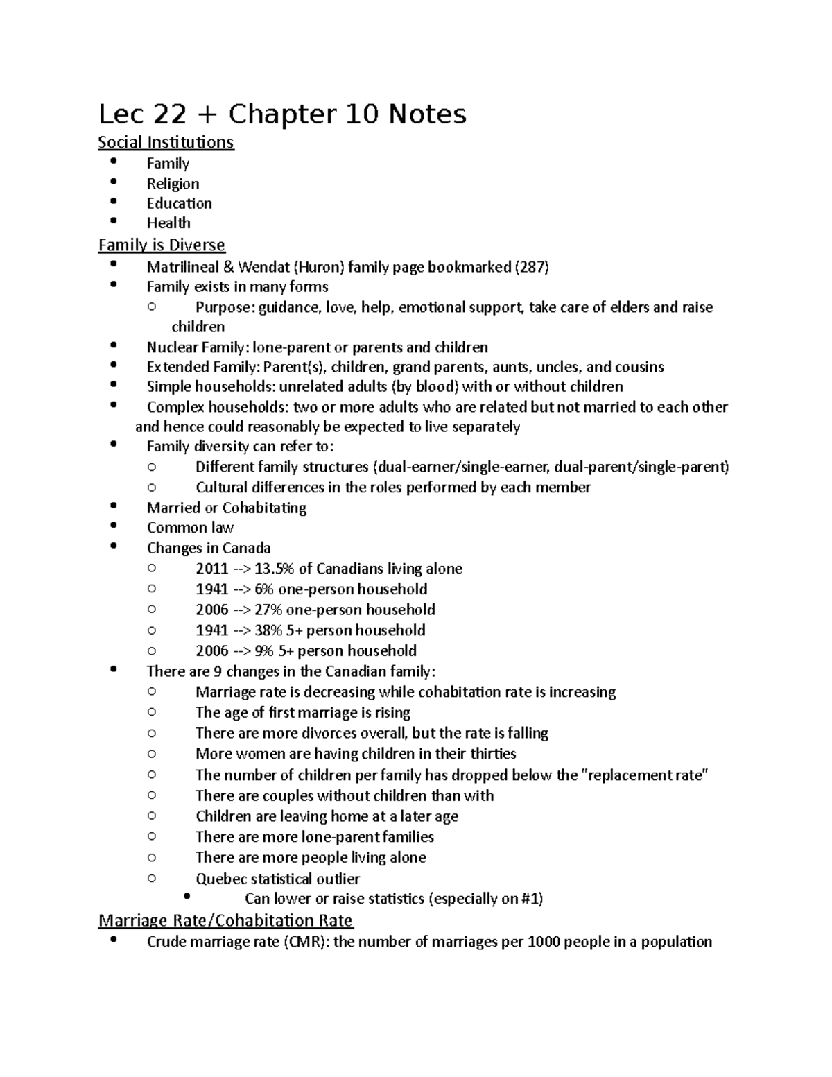 Chapter 10 notes SOCI1015 - Lec 22 + Chapter 10 Notes Social ...
