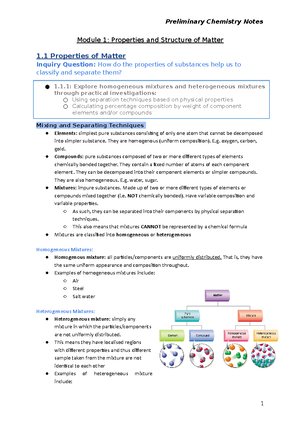 Y11 Chem Notes 2018 - Module 1-4 - Year 11 Chemistry Notes - 2018 Go to ...