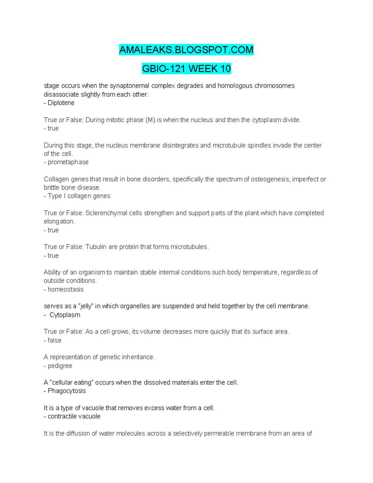 Ama oed source in grade 11 gen bio - AMALEAKS.BLOGSPOT GBIO-121 WEEK 10 ...