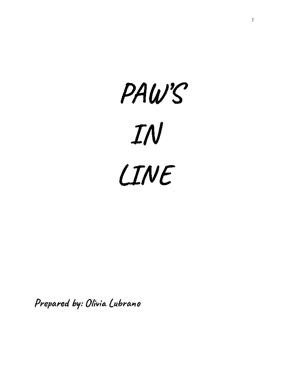 Business Plan Proposal - PAW’S IN LINE Prepared by: Olivia Lubrano ...
