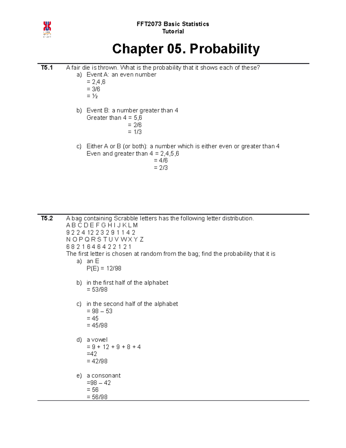 Tutorial - Chapter 05. Probability 0007 - Natural Resources - UMK - Studocu