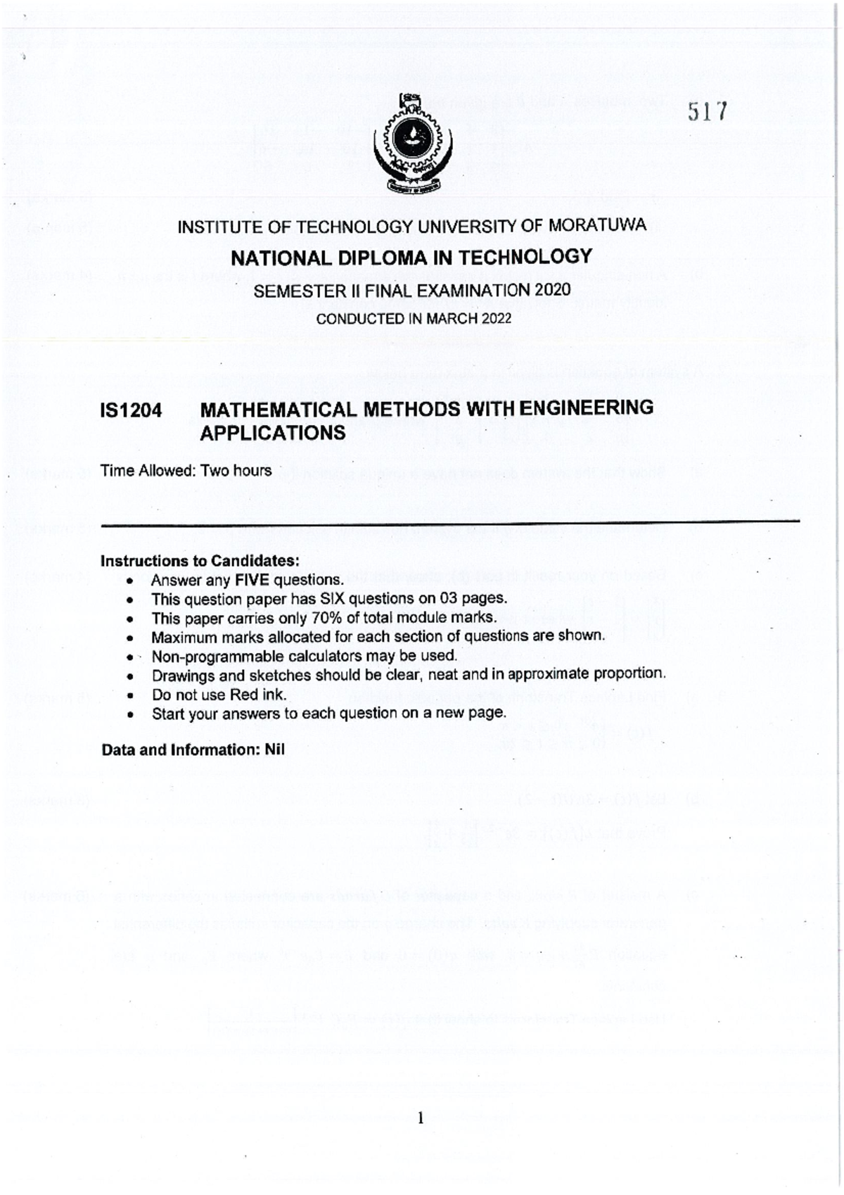 2021 - past papers - National Diploma in Technology - Studocu