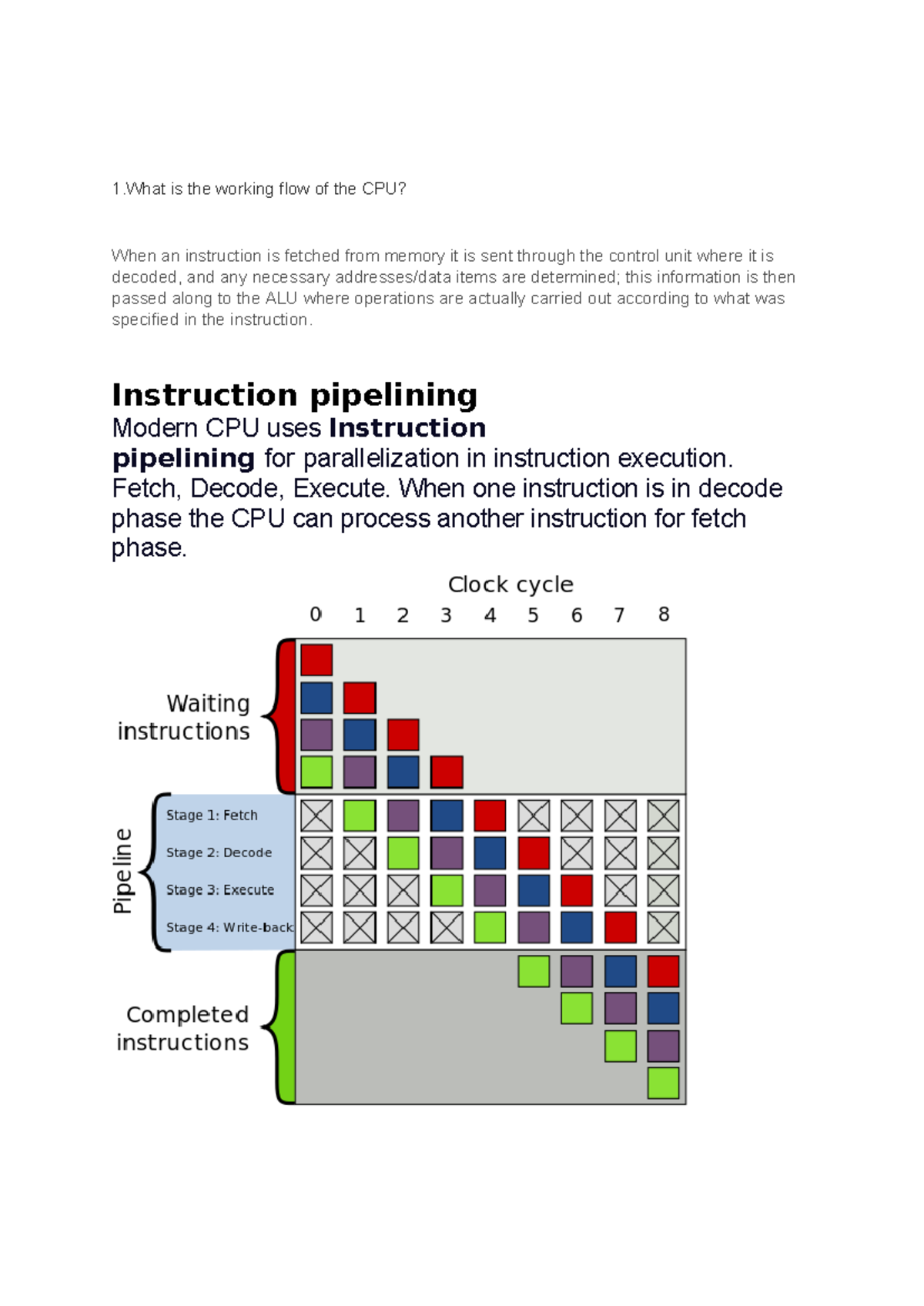 Workflow in cpu - all are connected - 1 is the working flow of the CPU ...