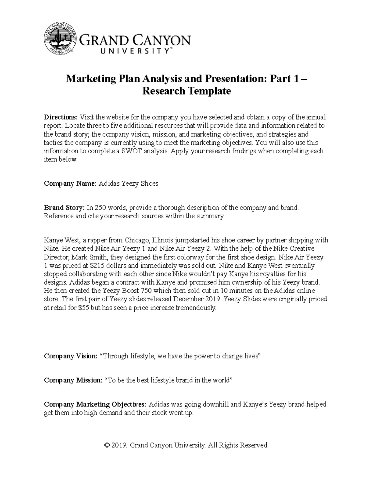 MKT 315 RS Marketing Plan Analysis and Presentation Part 1 Research ...