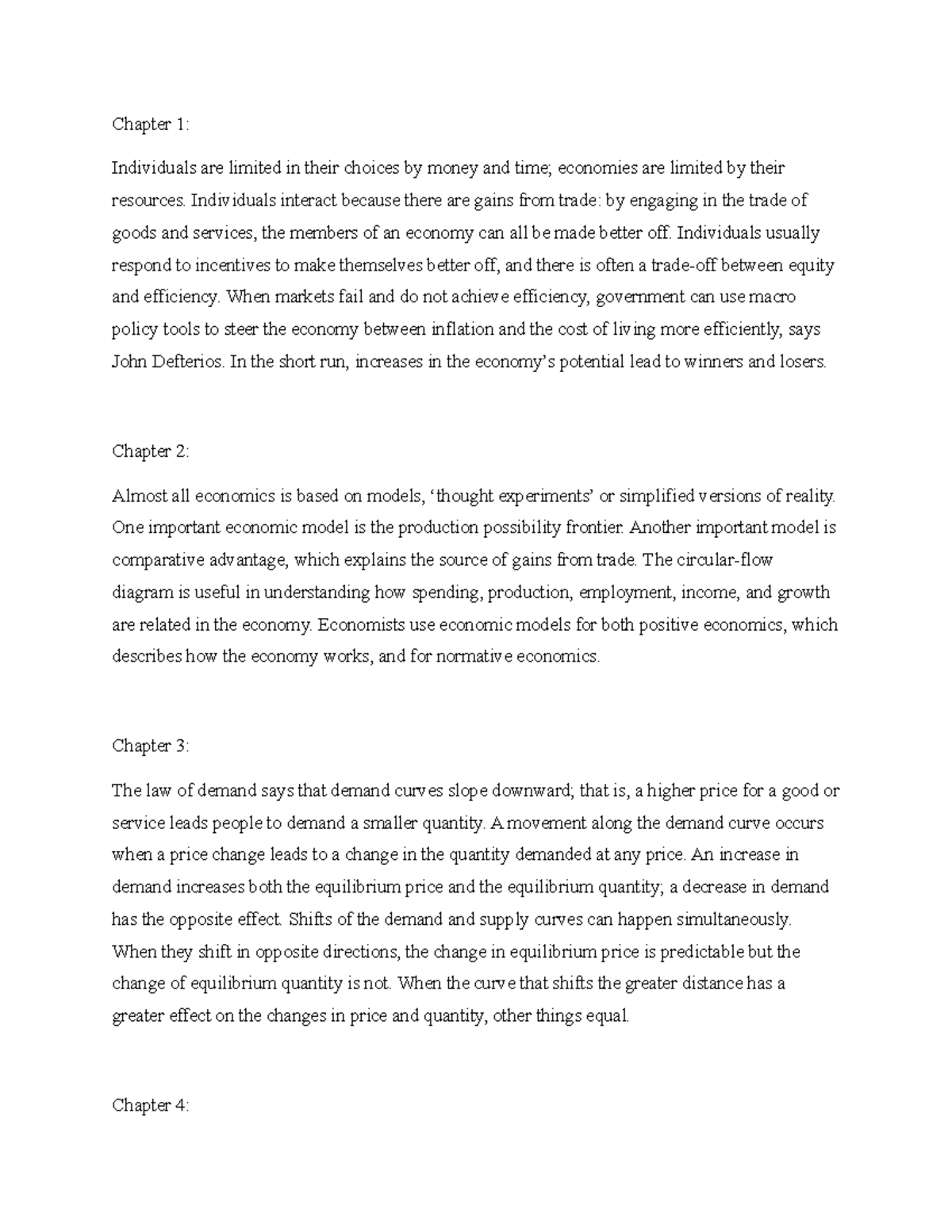 Microecon 1-5 Summaries - Chapter 1: Individuals are limited in their choices by money and time ...