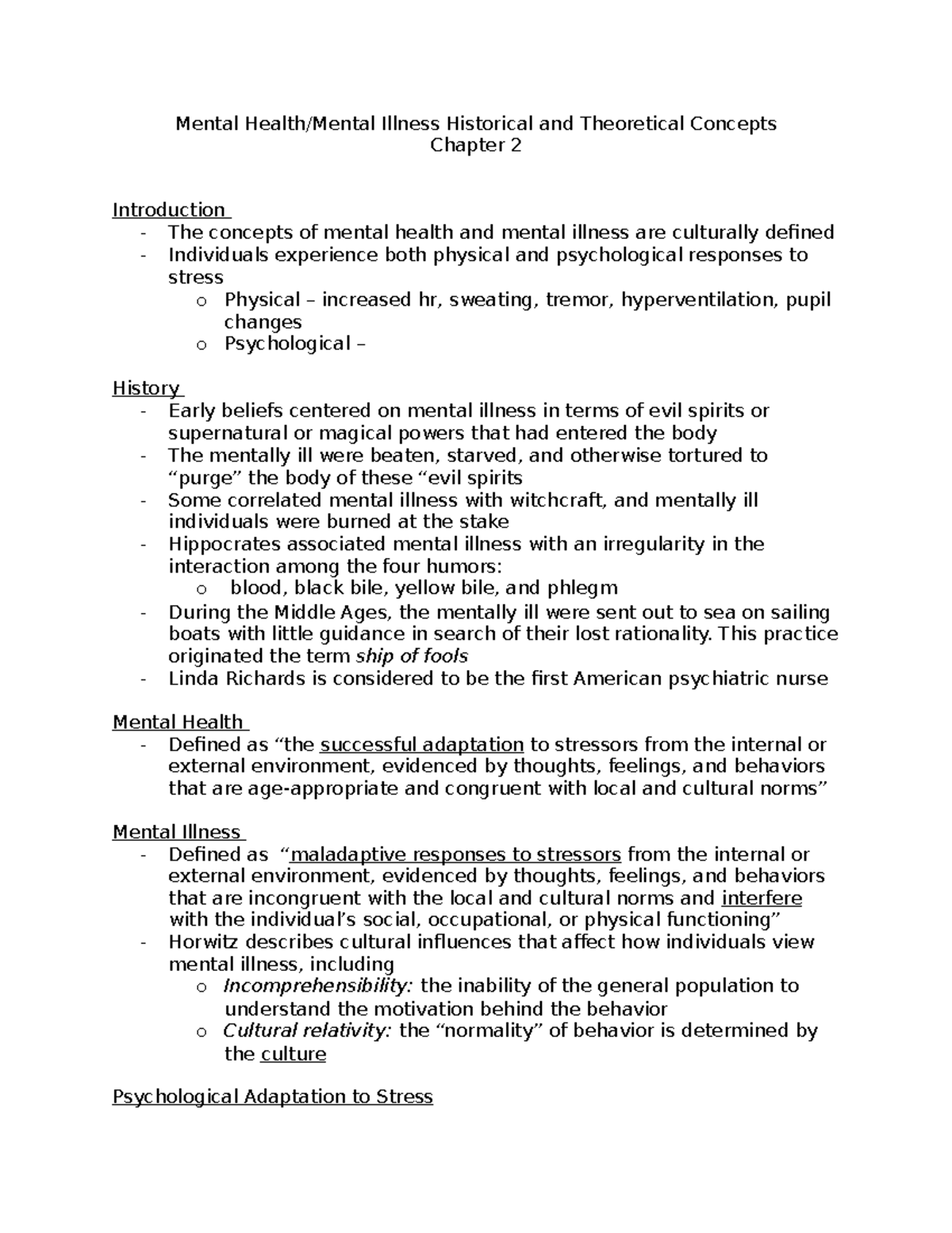 Notes - T1 . Mental Health - Mental Health/Mental Illness Historical ...
